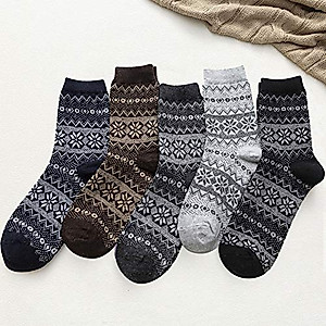 Socks Wool 5 Pairs Soft Socks Winter Warm of Cold Knit Mens Socks Womens Hiking Socks No Show