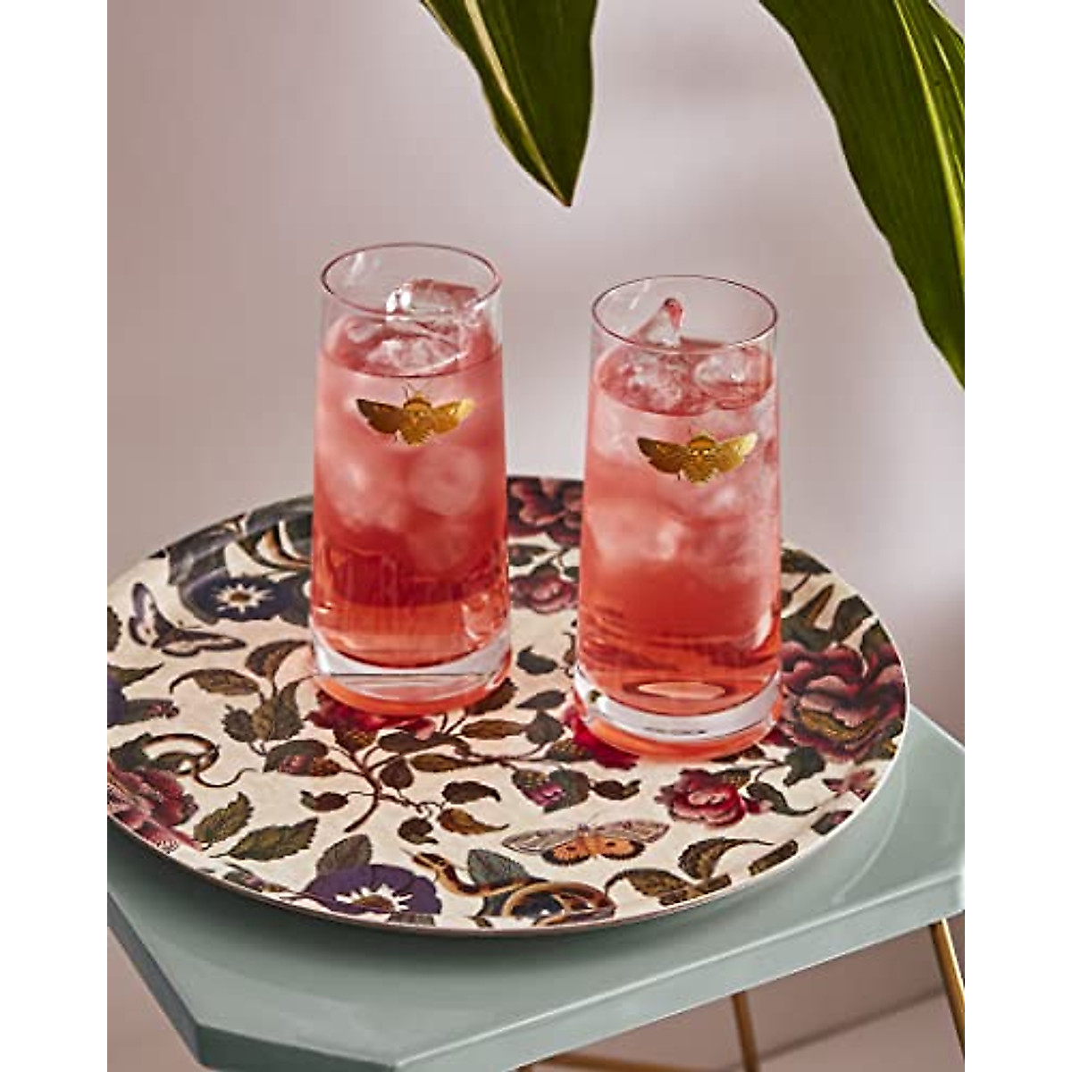 Spode Creatures of Curiosity Collection Round Birch Serving Tray, White Floral Motif, Round, 12-Inch, Platter for Entertaining, Food and Dishwasher Safe