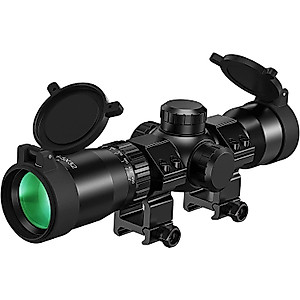 CVLIFE 1.5-5x32 Crossbow Scope, 20-100 Yards Ballistic Reticle, 300-450 FPS Red Green Illuminated Optic Crossbow Scope for Hunting