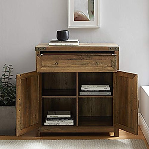 Farmhouse Double Barn Door Accent Cabinet with 1 Drawer - Rustic Oak