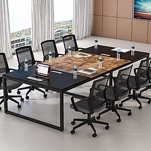 Tribesigns 8FT Conference Table, Large Rectangle Shaped Meeting Table with Grommet, Modern Seminar Boardroom Table for Office Conference Room, 94.49" L x 47.24" W x 29.52" H
