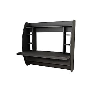 Prepac Wall Mounted Floating Desk with Storage in Black