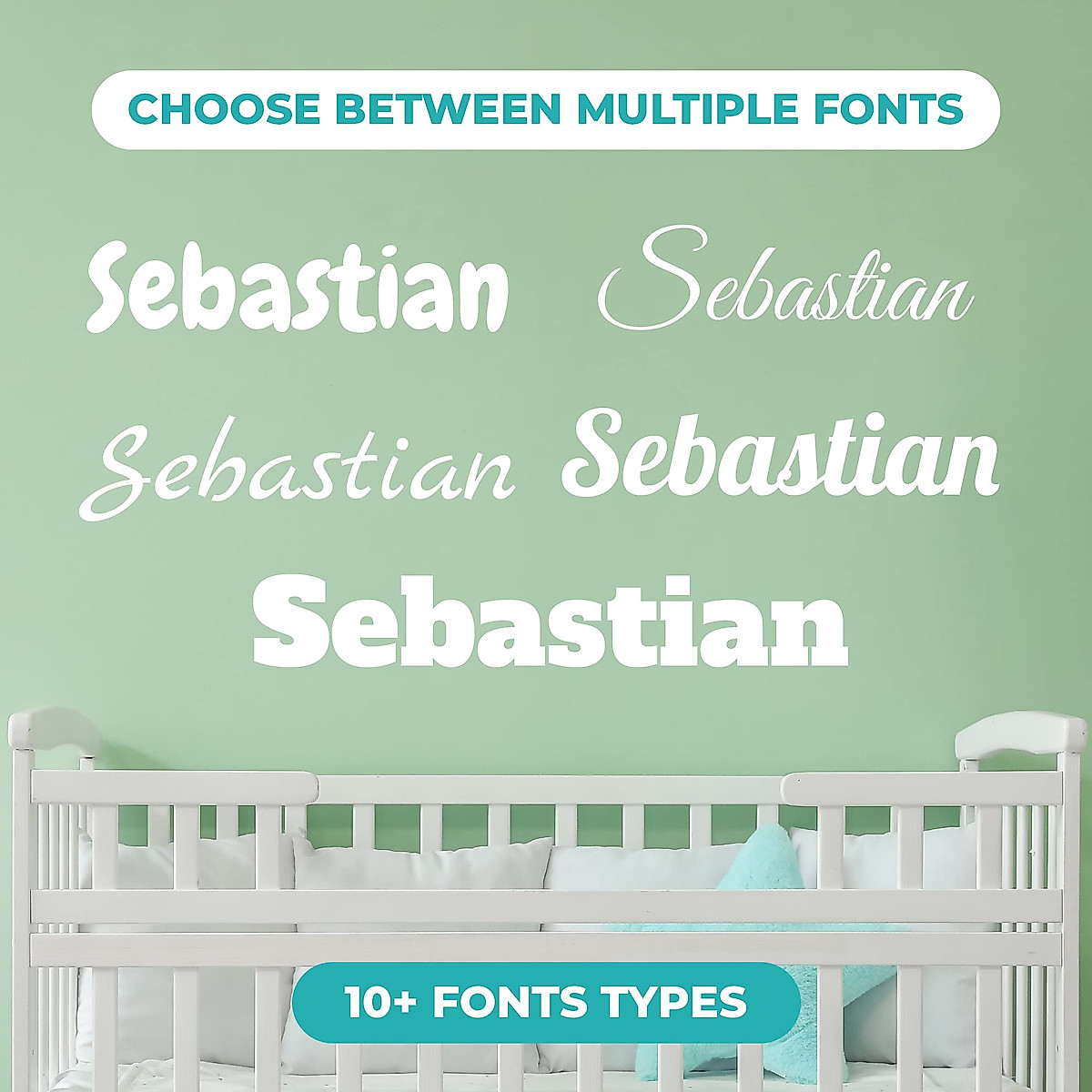 crypto Multiple Font Custom Name Nursery Wall Decal - Mural Wall Decal Sticker for Home Children's Bedroom, Car and Laptop (OP004)