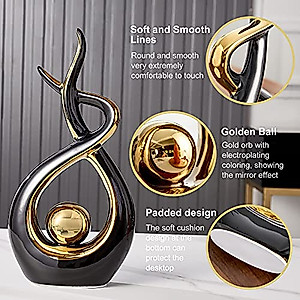 FJS Home Decor Modern Art Ceramic Statue Table Decorations for Living Room Dining Room Coffee Table Centerpiece Shelf Decor - Great Gift Idea 12.2" High (Black, Large)