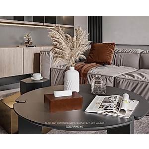 GOLRANLYE Tissue Box Cover Rectangular 9.8"(L) x 5.3"(W) x 4.3"(H) Refined Modern PU Leather Facial Tissue Dispenser Box Holder for Dresser Bathroom Decorative (Brown)