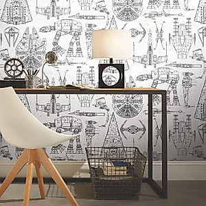 Star Wars Blueprint Blue Peel & Stick Wallpaper by RoomMates, RMK11036WP