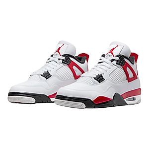 Jordan Boy's Air 4 Retro (Big Kid) White/Fire Red/Black/Neutral Grey 5.5 Big Kid M