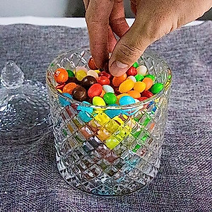 INFTYLE Glass Candy Dish with Lid 1pcs 20oz Large Crystal Glass Candy Jar Jewelry Box Dappen Dish Cookie Jar for decorative storage gift idea