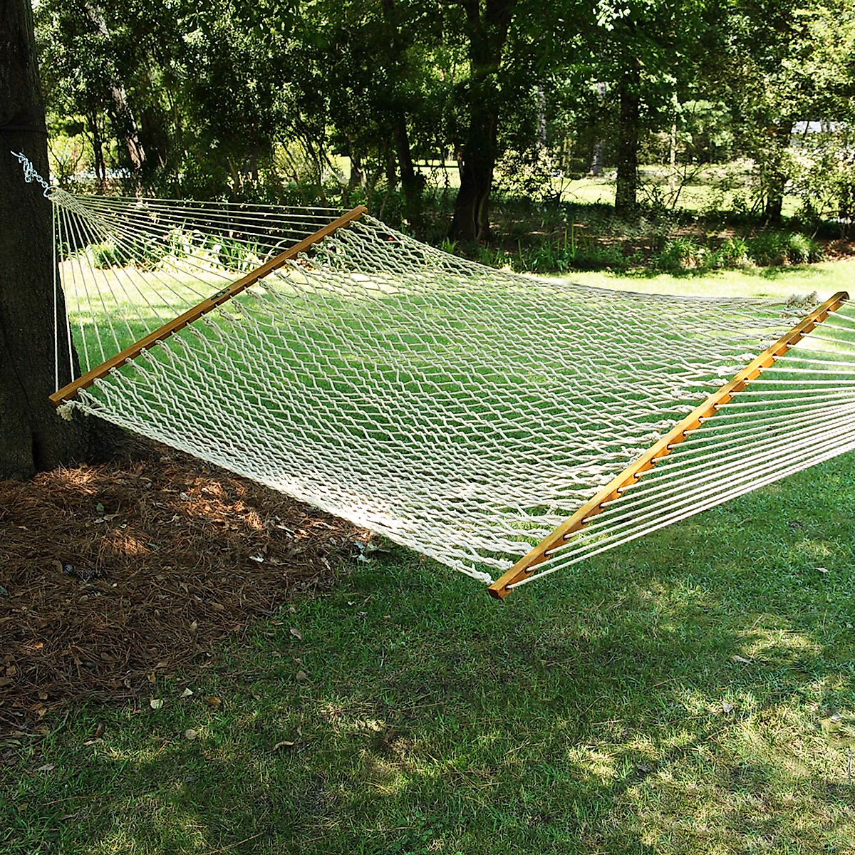 Original Pawleys Island 13DCOT Large Oatmeal DURACORD Rope Hammock with Free Extension Chains & Tree Hooks, Handcrafted in The USA, Accommodates 2 People, 450 LB Weight Capacity, 13 ft. x 55 in.