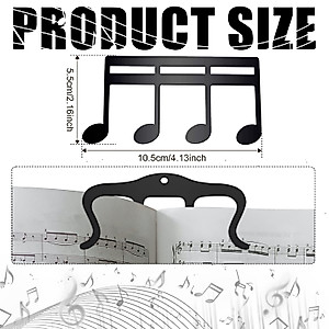 2pcs Metal Music Book Clip, Music Stand Clips Sheet Music Clips Page Holder for Outdoor Playing, Books, Note Paper, Piano, Guitar, Violin, Keyboard (Black)