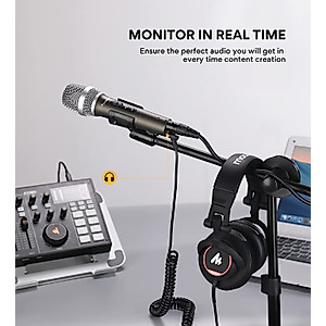 MAONO XLR Podcast Microphone, Professional Cardioid Studio Mic for Podcasting, Recording, Streaming, Vocals, Voice Over, Music, ASMR(PM500 & HD300T Gray)