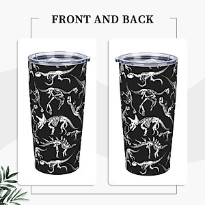 Worltoldb Dinosaur 20oz Insulated Stainless Steel Tumbler With Lids And Straws Stainless Steel Double Wall Vacuum Insulated Travel Coffee Mug Leak-Proof Lid & Flip Lid For Hot And Cold Drinks