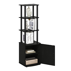 Furinno Turn-N-Tube Tall TV Entertainment Side Table Display Rack with Storage Cabinet, 3-Tier, Blackwood/Black