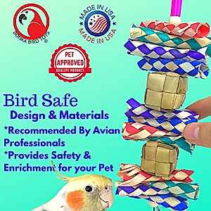 Bonka Bird Toys 3848 Duo Boxy Cube Small Medium Bird Toy Natural Palm Box Crunch Bamboo Treat Traps Forage Chew Cockatiel Parakeet Conure African Grey