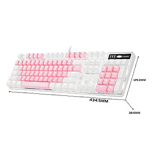 MageGee Mechanical Gaming Keyboard, New Upgraded Blue Switch 104 Keys White Backlit Keyboards, USB Wired Mechanical Computer Keyboard for Laptop, Desktop, PC Gamers(White & Pink)
