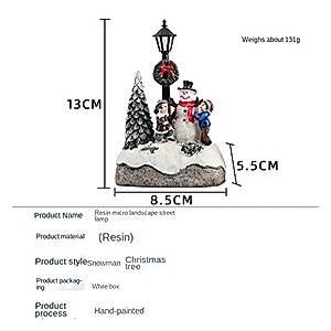 ADVNH Christmas Village Set Decorations, 2 Pieces of Resin LED Warm Lights Christmas Tree Figurines, Mini Snowman Christmas Decorations, Christmas Village House Gift Sets, Collectible Buildings (A)