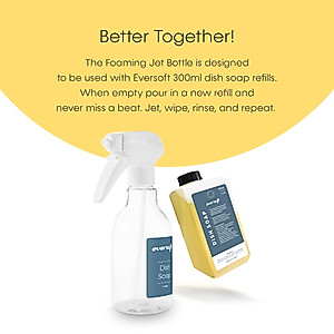 EZbrnd Eversoft Foaming Power Jet Dish Soap Spray Trigger Bottle + 4 Refill Dish Foam Soap Bundle, Yuzu Scent