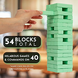 Buzzed Blocks Adult Drinking Game - 54 Blocks with Hilarious Drinking Commands and Games on 40 of Them | Perfect Pregame Party Starter | Entertaining Party Game for Adults