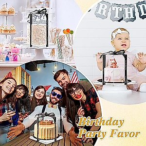 6 Sets Clear Cake Box with Cake Boards Ribbons, 10 Inch 8 Inch 7 Inch Multiple Sizes Transparent Cake Containers Pack Baking Box for Wedding Birthday Anniversary Portable Tall Layer Bakery Box (Black)