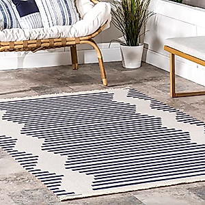 nuLOOM Holly Multi Stripe Indoor/Outdoor Area Rug, 8' x 10', Blue