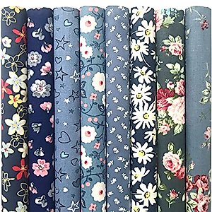 Mililanyo 8pcs 18x22inch Cotton Fabric Fat Quarters Daisy Design Fabric Bundles Floral Precut Patchwork for Quilting Sewing Crafting