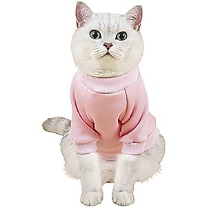 Cat Sweaters - Hairless Cat Cotton Tshirts Pet Clothes - Pullover Kitten T-Shirts with Sleeves - Cats & Small Dogs Apparel (Pink Red, Medium)