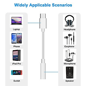 USB C to 3.5mm Headphone Jack Adapter (Pack of 2), USB Type C to Aux Audio Dongle Cable Earphone Jack Converter Compatible with Samsung Galaxy S22 S21 S20 Note 20 10+ A73 A53, Pixel 6 5 4 3 and More