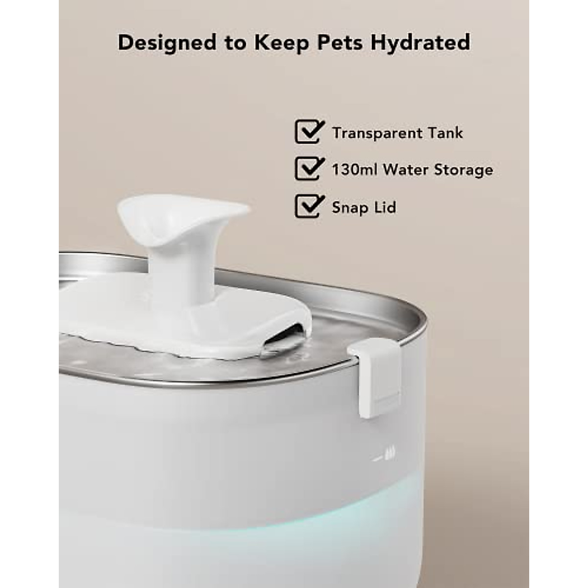 PETLIBRO Cat Water Fountain Stainless Steel with Wireless Pump, 2.5L/84oz Dockstream Automatic Pet Water Fountain for Cats Inside, Easy to Clean, BPA-Free Dog Water Dispenser with Two Flow Modes,White