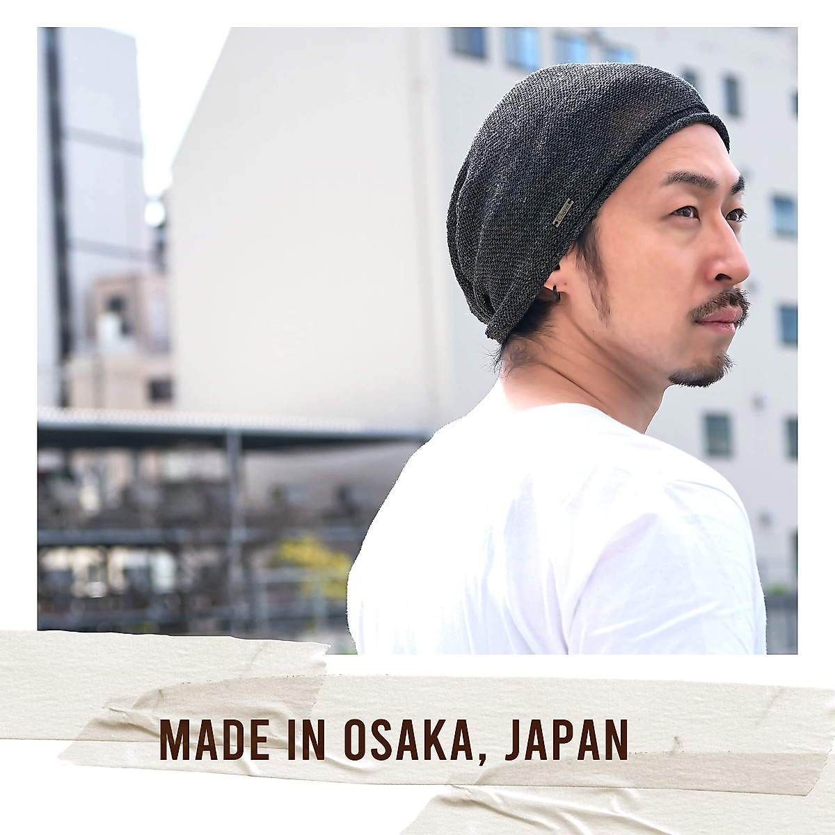 CHARM Linen Beanie Hat for Summer - Mens Slouchy Beanie Womens Baggy Knit Cap Cooling Hat Black