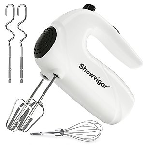 Showvigor Kitchen Mixer Electric Handheld - Portable Hand Mixer Electric with 5 Stainless Steel Accessories Whisk, Food Beater for Whipping Mixing Cookies Cakes Eggs Dough