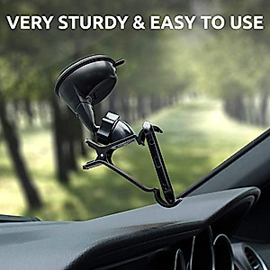 Olixar Windshield Phone Mount for Car - Easy to Use & Install Dock & Go - Very Sturdy Even on Bumpy Roads - Universal - Black
