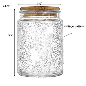 Jucoan 4 Pack 24oz Vintage Glass Jar with Lid, Retro Glass Storage Jar Canister with Airtight Wooden Lid, Glass Canister Container for Coffee Beans, Dried Food, Kitchen Pantry