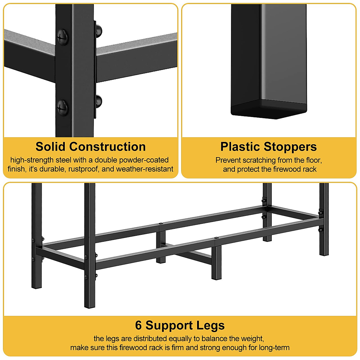 LIANTRAL Firewood Rack Indoor, 2.6ft Small Fire Wood Log Rack Stand for Fireplace Outdoor Firewood Storage Bracket Holder