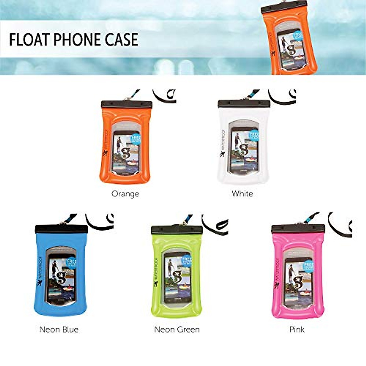 geckobrands Float Phone Dry Bag, Neon Blue - Floating Watertight Dry Bag Phone Pouch, Fits Most iPhone, Samsung Galaxy Models