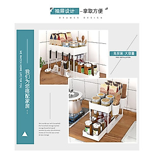 Pulling type seasoning shelf Desktop storage rack (White)