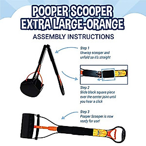 Bodhi Dog Extra Large Foldable Pooper Scooper | 32” Long Handle Portable Pooper Scooper | for Small and Large Dogs | Made with Premium Durable Materials - Orange