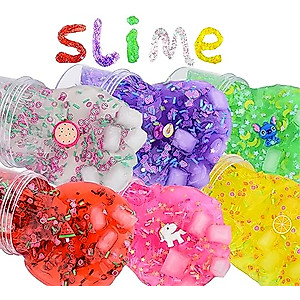 6 Pack,Fun Slime Crystal Clear Slime Kit,Super Soft and Non-Sticky, DIY Crunchy Slime Toy for Kids, Boba Slime Party Favors for Girls Boys, Stress Relief Toys