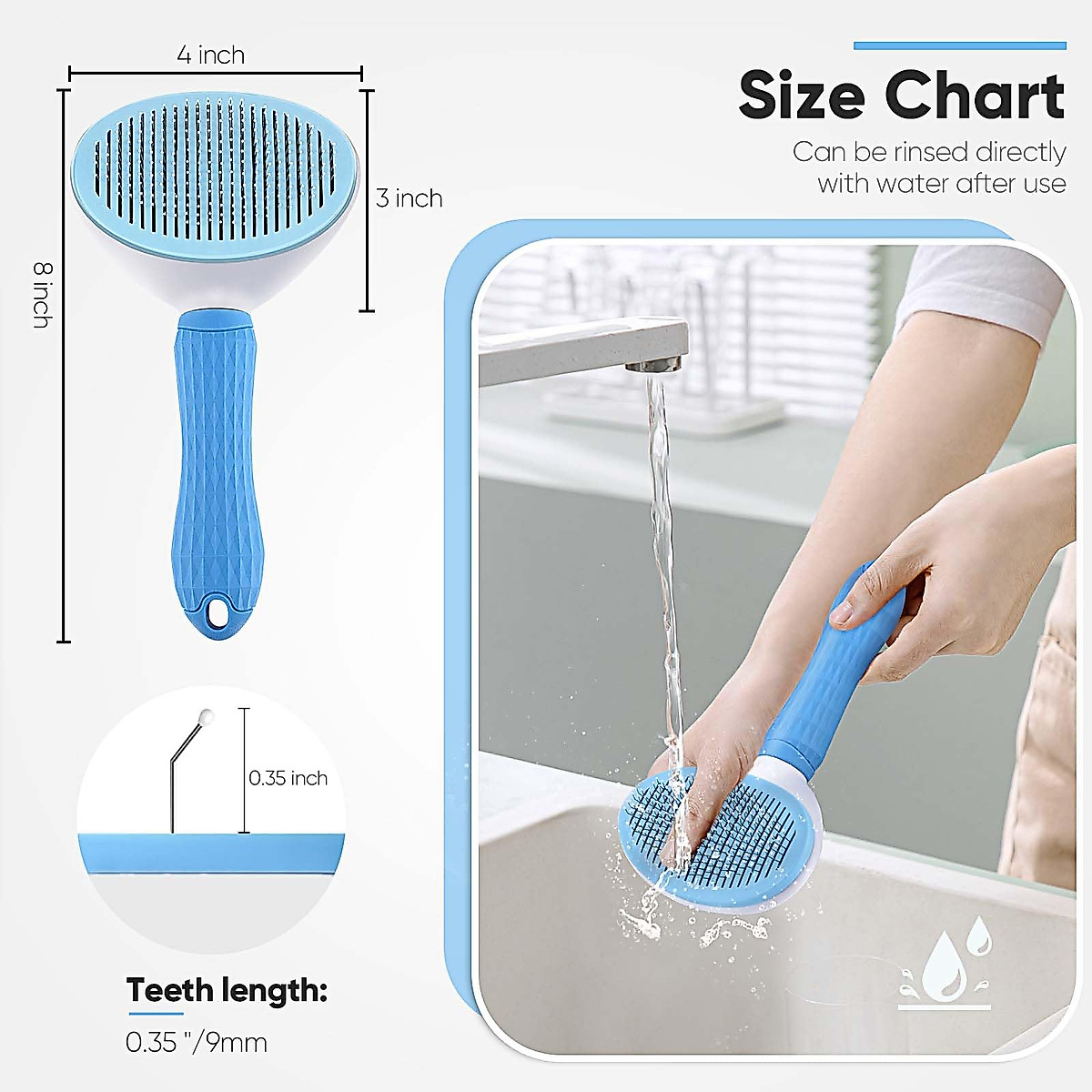 Cat Brush Self Cleaning Slicker Brush with Release Button, Dog Shedding Brush for Grooming, Cat Comb Pet Massage Tool Suitable for Long or Short Pet Hair Cleaner, Removes Tangles & Loose Fur