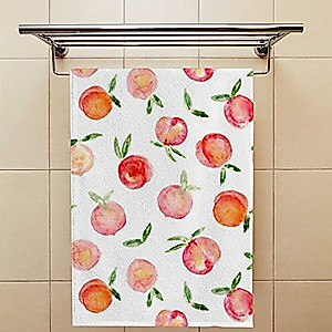 Vantaso Watercolor Peaches Fruit Hand Towels Set for Bathroom Kitchen Towels Microfiber Bath Towel Absorbent Dish Fingertip Towel for Guest Gym Spa and Bar 30 x 15 inch