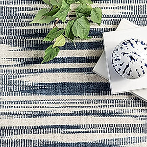 nuLOOM Reba Handmade Abstract Striped Wool-Blend Flatweave Area Rug, 8' x 10', Blue