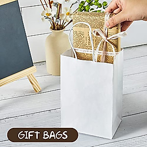 LITOPAK 100Pcs Paper Gift Bags, 8x5.25x3.75 Inches, White, Solid, Minimalist, Christmas, General Use, Gift Wrap, Bulk