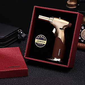 Blow Torch Lighter,Refillable Kitchen Cooking Torch Lighter,Jet Windproof Butane Gas Lighters for Cigar Outdoor BBQ (Butane not Included) (Gold)