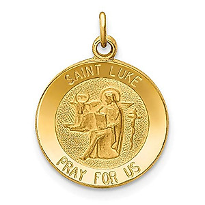 IceCarats 14K Yellow Gold Saint Luke Medal Necklace Charm Pendant Only