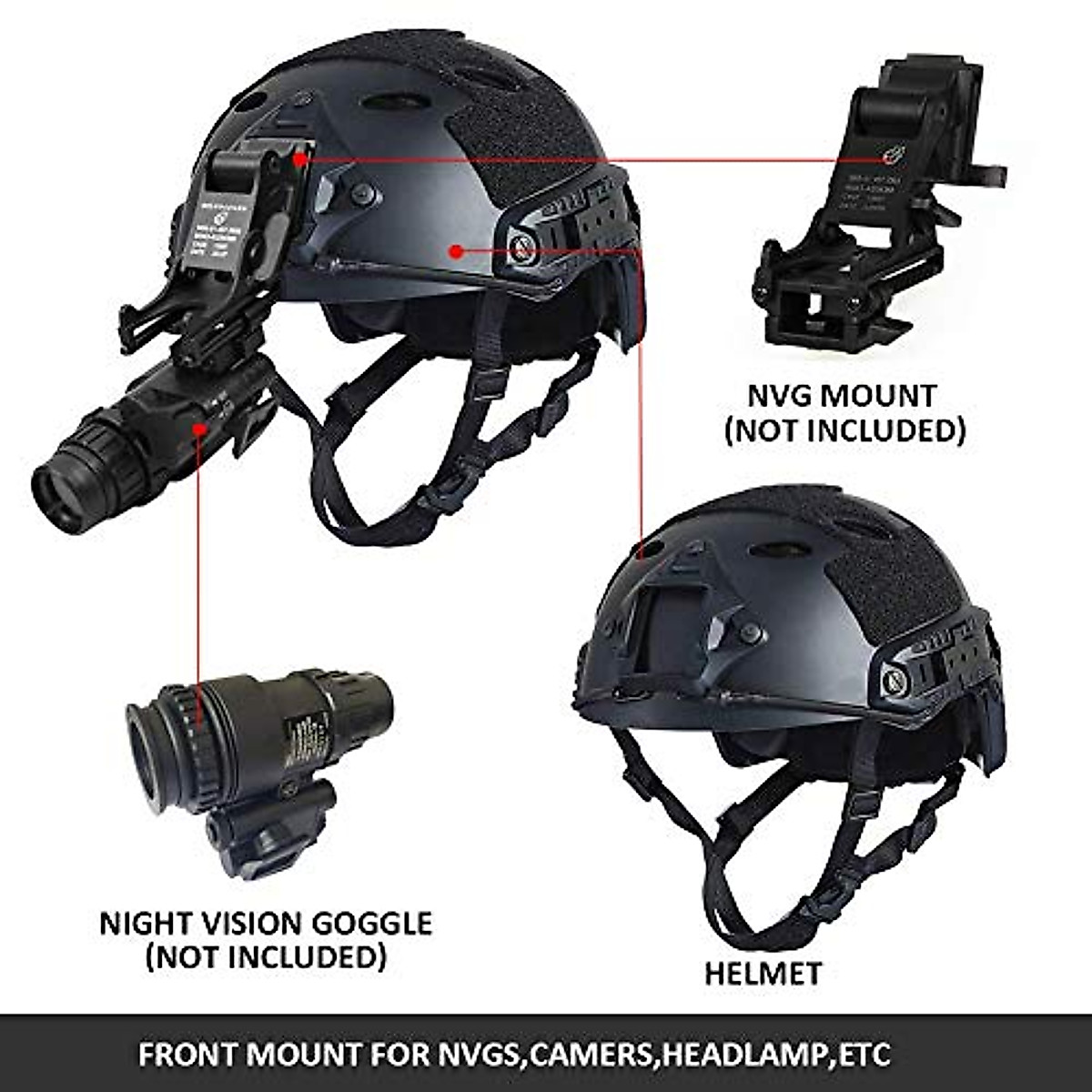 HYOUT Fast Base Jump Helmet PJ Style Airsoft Tactical Adjustable Helmets U.S Tactical Helmet for Paintball Outdoor Sports Hunting Shooting