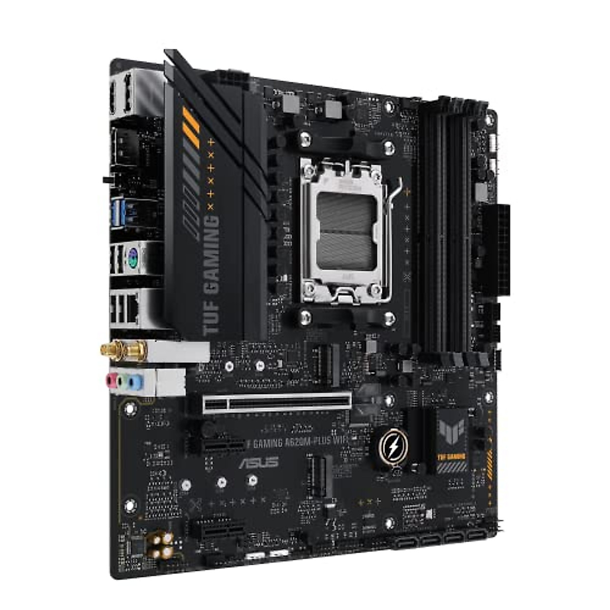 ASUS TUF Gaming A620M-PLUS(WiFi) AMD AM5 (Ryzen 7000) microATX Gaming Motherboard(DDR5,PCIe 4.0,2xM.2 Slots,2.5Gb LAN,Wi-Fi6,2xDisplayPort,HDMI,Front USB 3.2 Gen 1 Type-C,BIOS Flashback,M.2 Q-Latch)