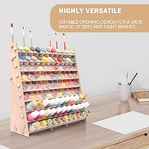 ARFETIGO Extra Large Wooden 9-Tiers 99 Bottles' Capacity Wooden Paint Organizer & Paint Brush Rack for Acrylic OIL Craft Hobby Mini Model Paint Paint Station Painting Organizer for Artists(Vertical)