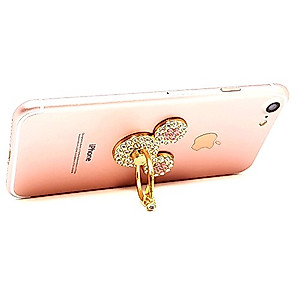 AccessoryHappy Mickey Ears Ring Stand, Rhinestone Crystal Bling Diamond 360° Rotation Cell Phone Stent Holder Grip Kickstand Compatible with iPhone 7 7 Plus iPhone 8 8 Plus 6S 6 Galaxy S7 S8 (Pink)