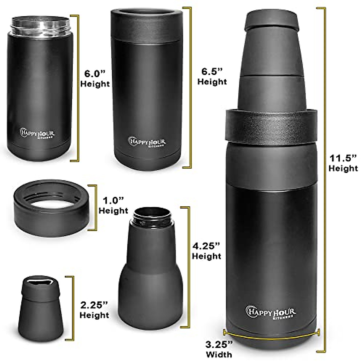 Beer Lovers Gifts Ideas Men and Women | 3-In-1 Bottle Cooler for Beer and Can with Opener | Double Walled Thermo Can Insulator to Keep Beverages Cold at BBQs or to Watch Sports 14oz