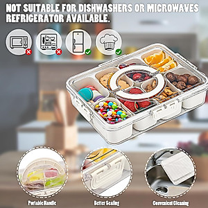 Fumitt Snack Box Container, Divided Serving Tray with Lid and Handle, Portable Snack Organizer for Adults Veggie Tray Charcuterie Boxes Fruit Tray Candy (2.4L 8 Compartments)