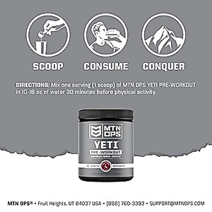 MTN OPS Yeti Monster Pre-Workout Powder Energy Drink, 30-Serving Tub, Tiger's Blood